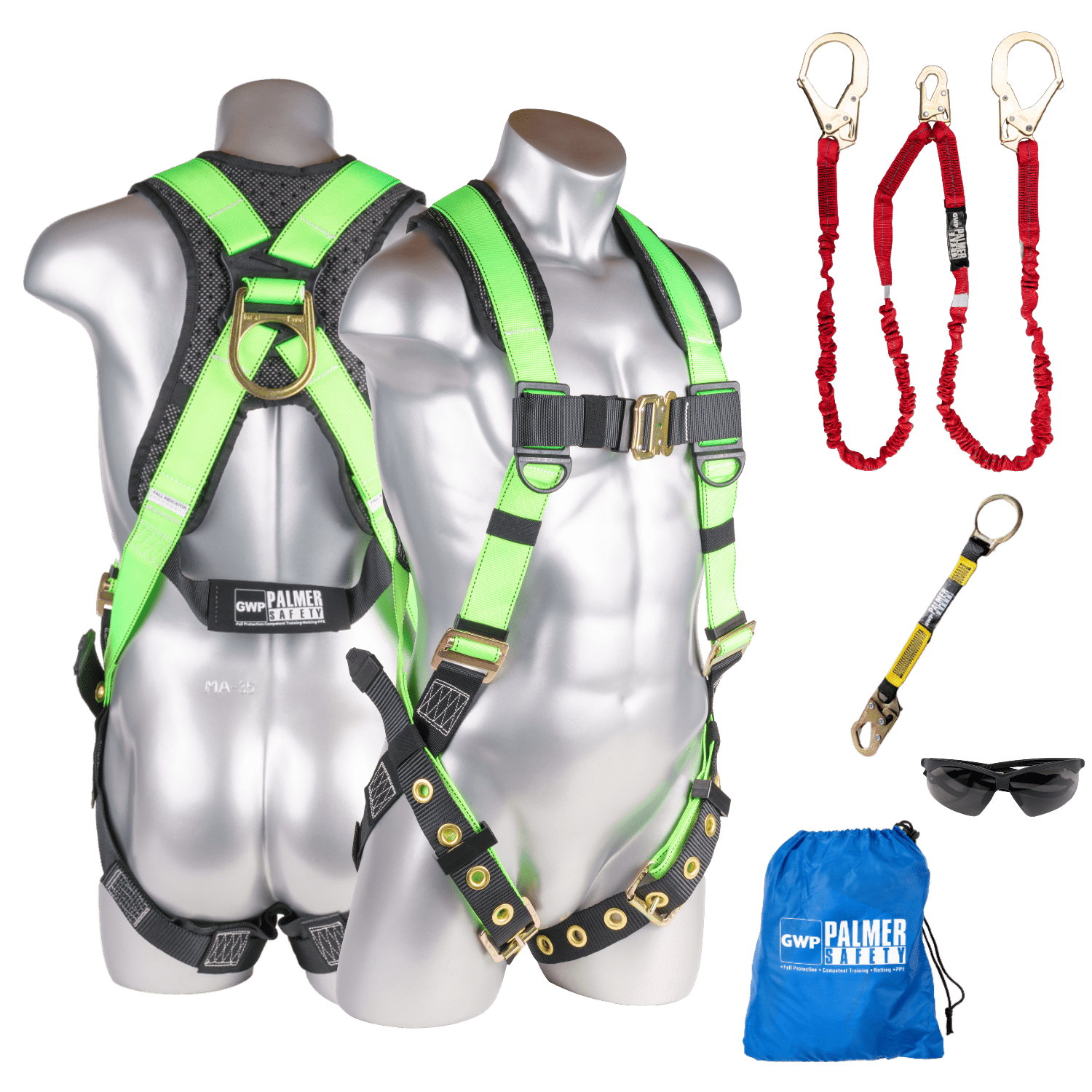 Palmer Safety Fall Protection Safety Harness Kit I 5pt Full Body, 6 ...