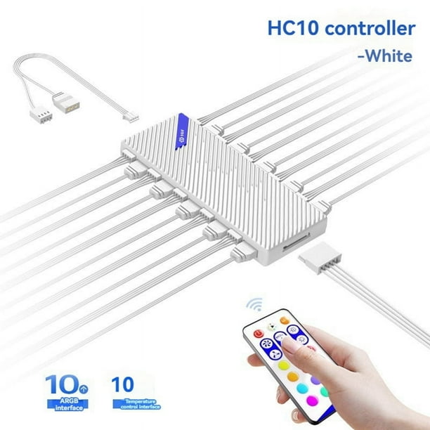 Controlador ARGB para Computadora, 5 V, 3 , Control de Temperatura PWM, 10 Puertos de Expansión ...