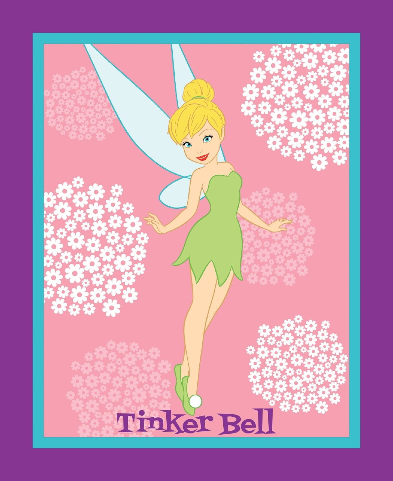 Disney Tinkerbell And Flowers Panel 61919 Springs Creative 100% Cotton ...