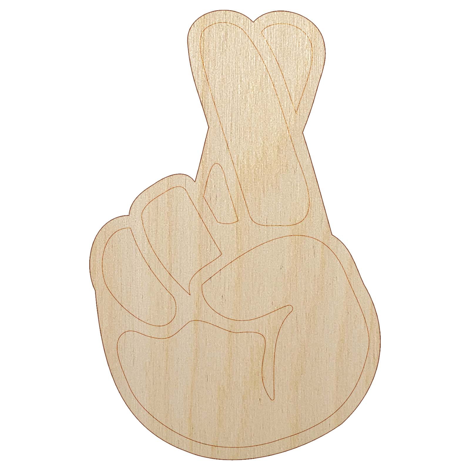 Fingers Crossed Promise Hand Gesture Wood Shape Unfinished Piece Cutout ...