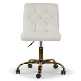 Glamour Home Cream Boucle File Cabinet, Lock & Wheels, Gold Finish ...