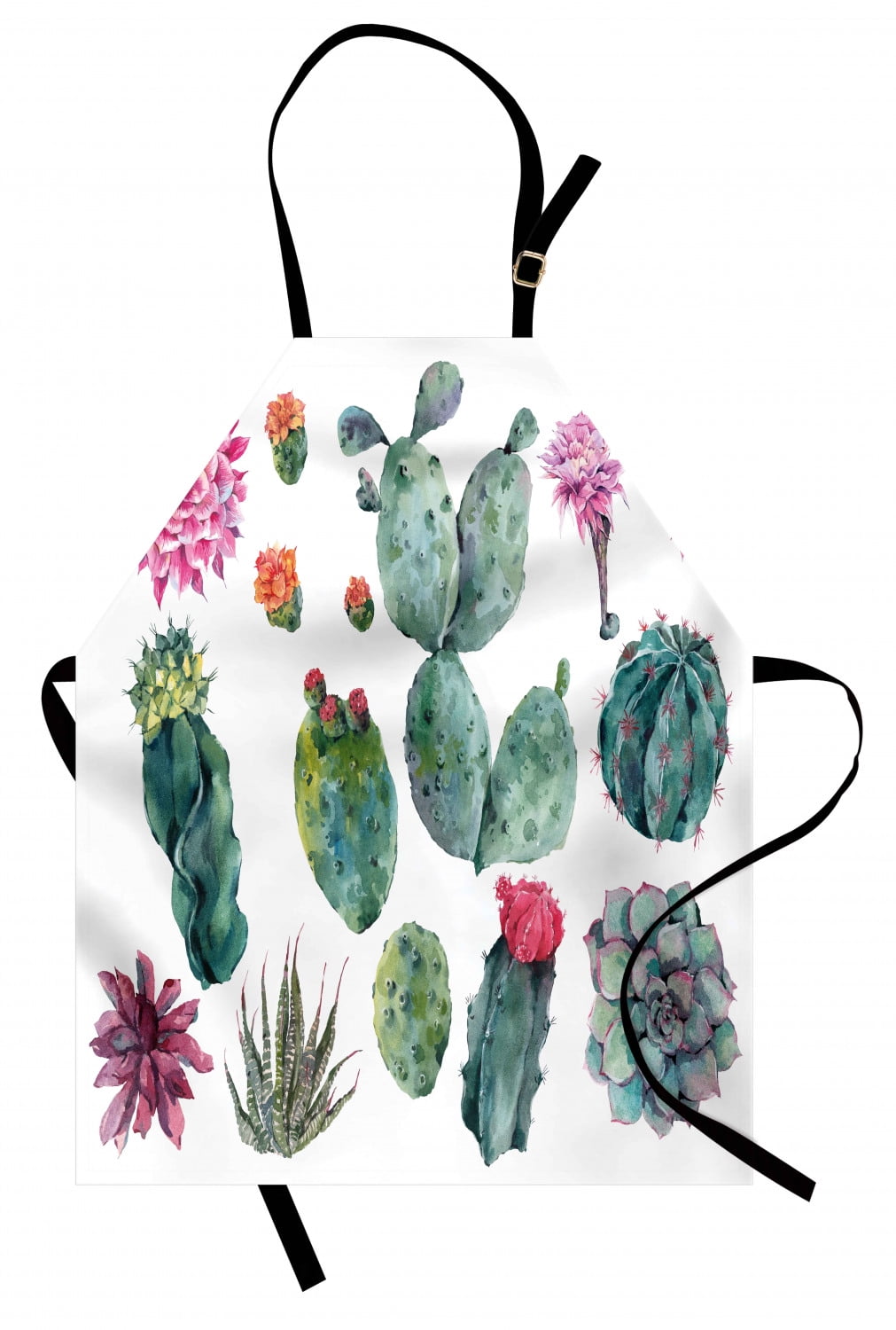 Nature Apron Desert Botanical Herbal Cartoon Style Cactus Plant Flower ...