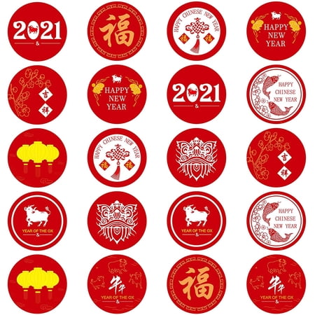 1000 Pieces Chinese New Year Stickers 2021 Year of The Ox Candy Labels ...