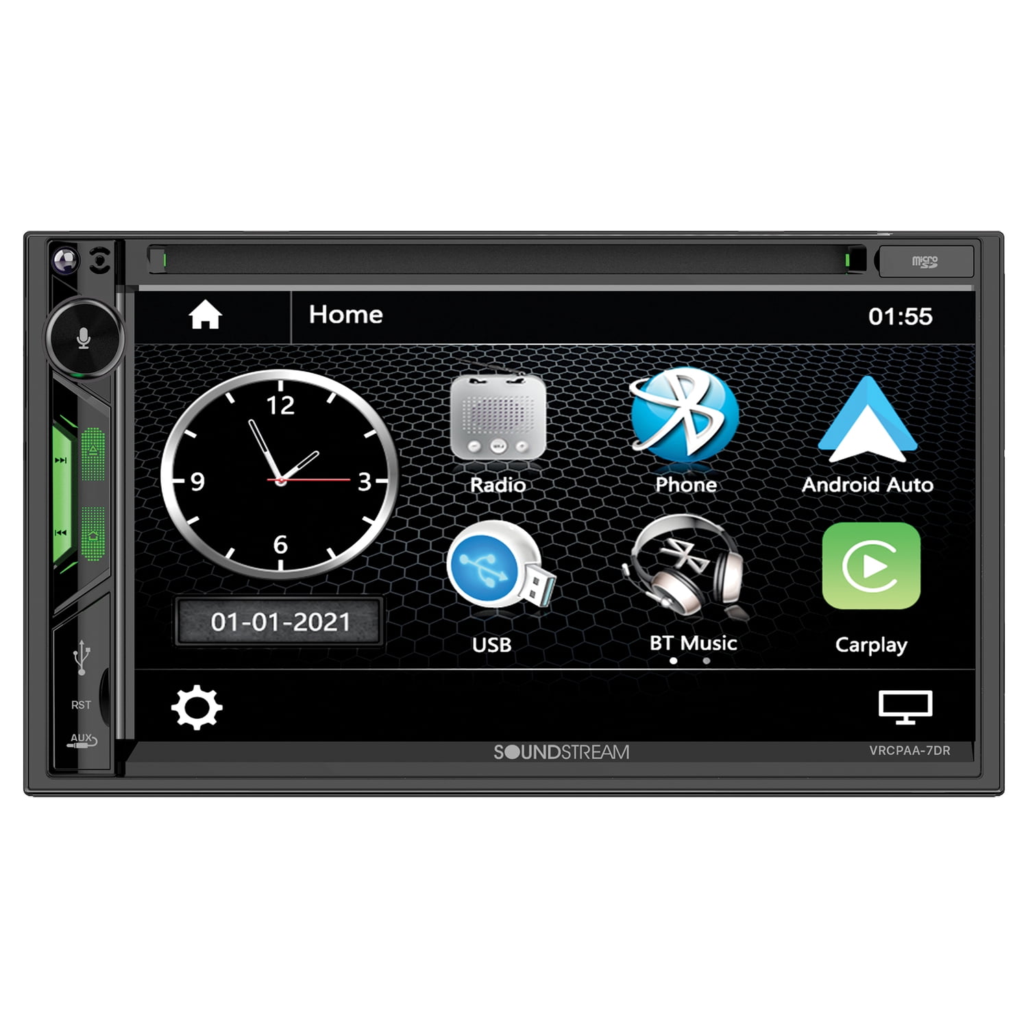 Soundstream VRCPAA-7DR 7" Double DIN DVD Head Unit with Apple CarPlay ...