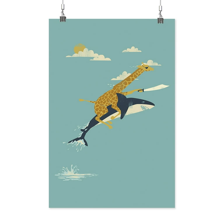 Giraffe Riding A Shark