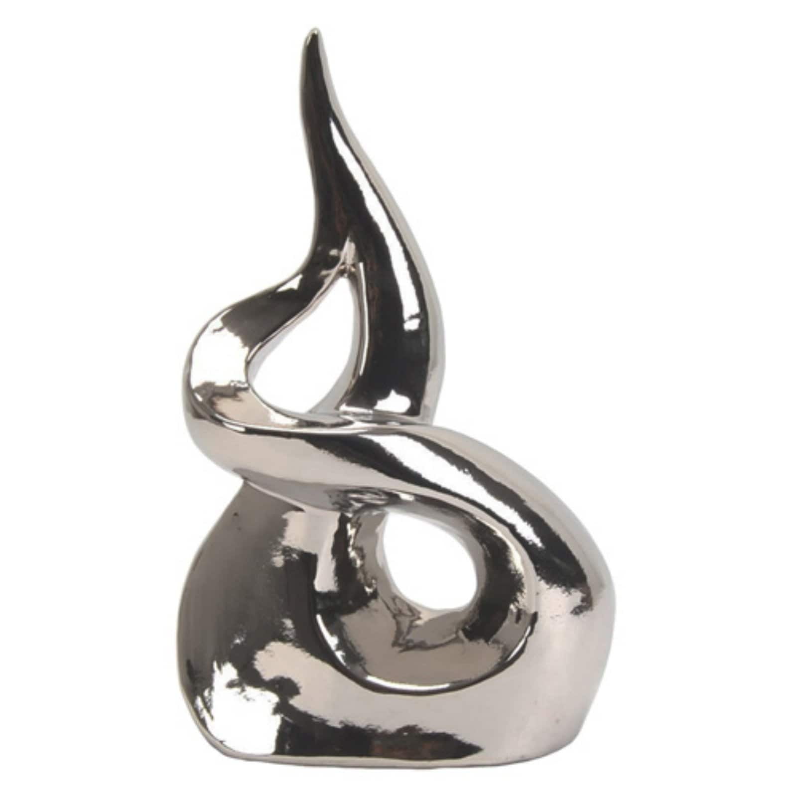 Sagebrook Home 12198-04 Modern Ceramic Sculpture, Silver Ceramic, 7.5 x ...