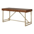 Vaiz 3-Drawer Wood Writing Desk, Gold and Light Walnut - Walmart.com