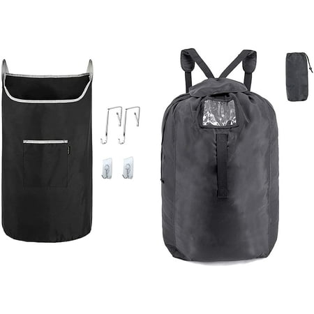 HUACA Black Hanging Laundry Hamper Bag X-Large Over The Door Hanging ...