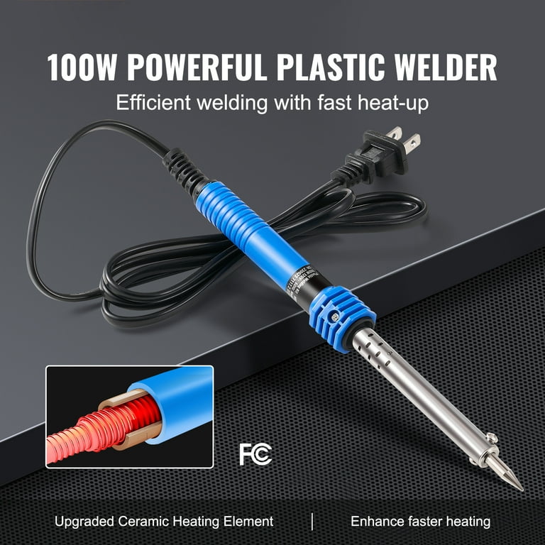 BENTISM Plastic Welding Kit 100W Plastic Welder Soldering Iron Gun Car Bumper Repair Kit with 2 Welding Tips 1 Soldering Tip 20 Plastic Welding Rods for Kayak Toys Plastic Crack Walmart