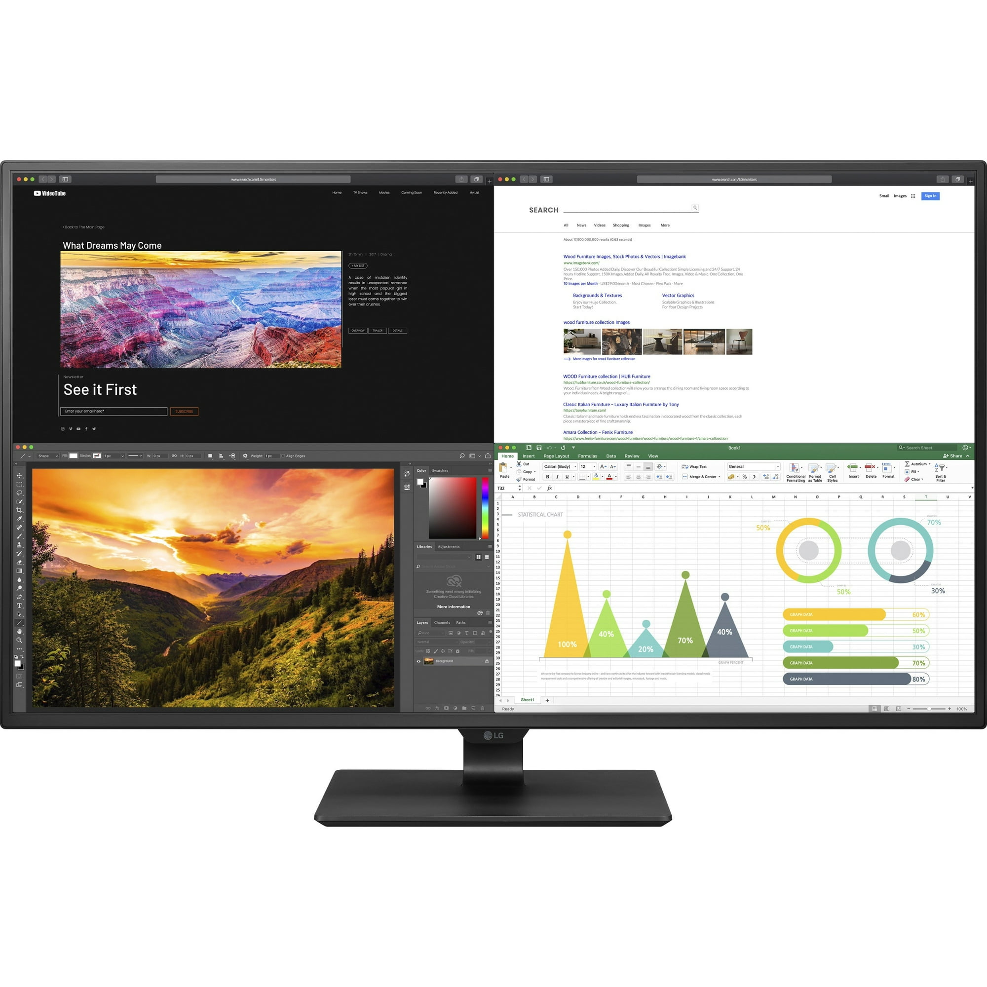 LG 43UN700-B 43″ UHD (3840 x 2160) IPS Display with USB Type-C and HDR ...