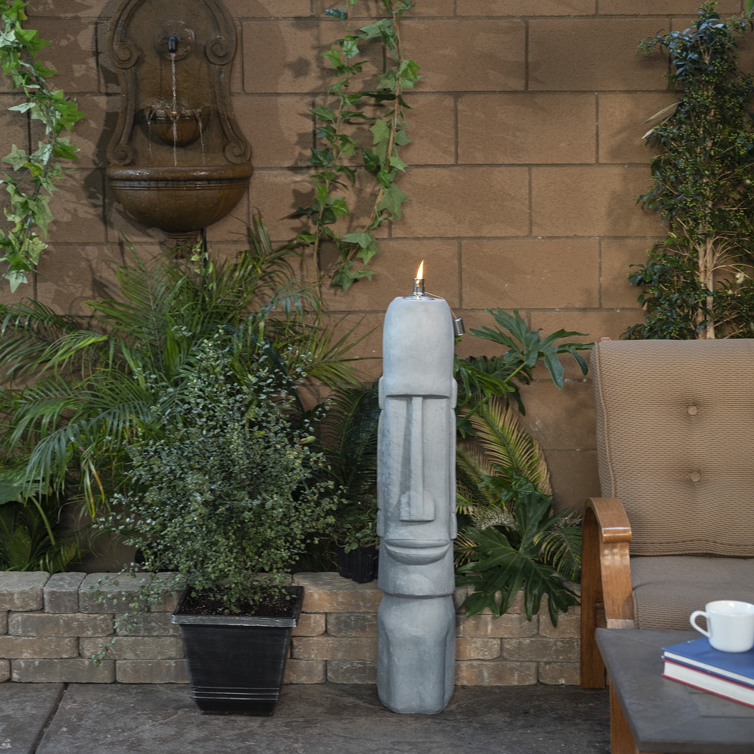 Alpine Corporation 41" Tall Indoor/Outdoor Cement Moai Head Statue, Oil ...