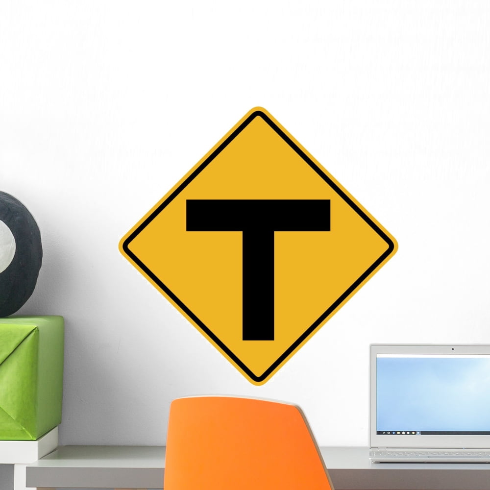 T Intersection Sign Wall Decal by Wallmonkeys Peel and Stick Graphic ...