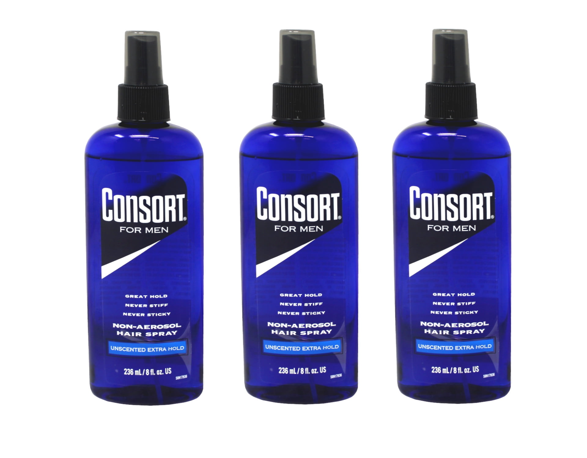 3 Pack of Consort Hair Spray, Unscented Extra Hold 8 Ounce - Walmart.com