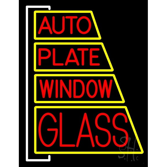 Auto Plate Window Glass With White Border LED Neon Sign 24 x 24 ...