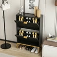 Shoe Storage Cabinet with 2 Flip Drawers, Wooden Tipping Shoe Dresser ...