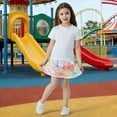 Colorful Flower Line Painting Girls' Skirts A-Line Skirts with Under ...