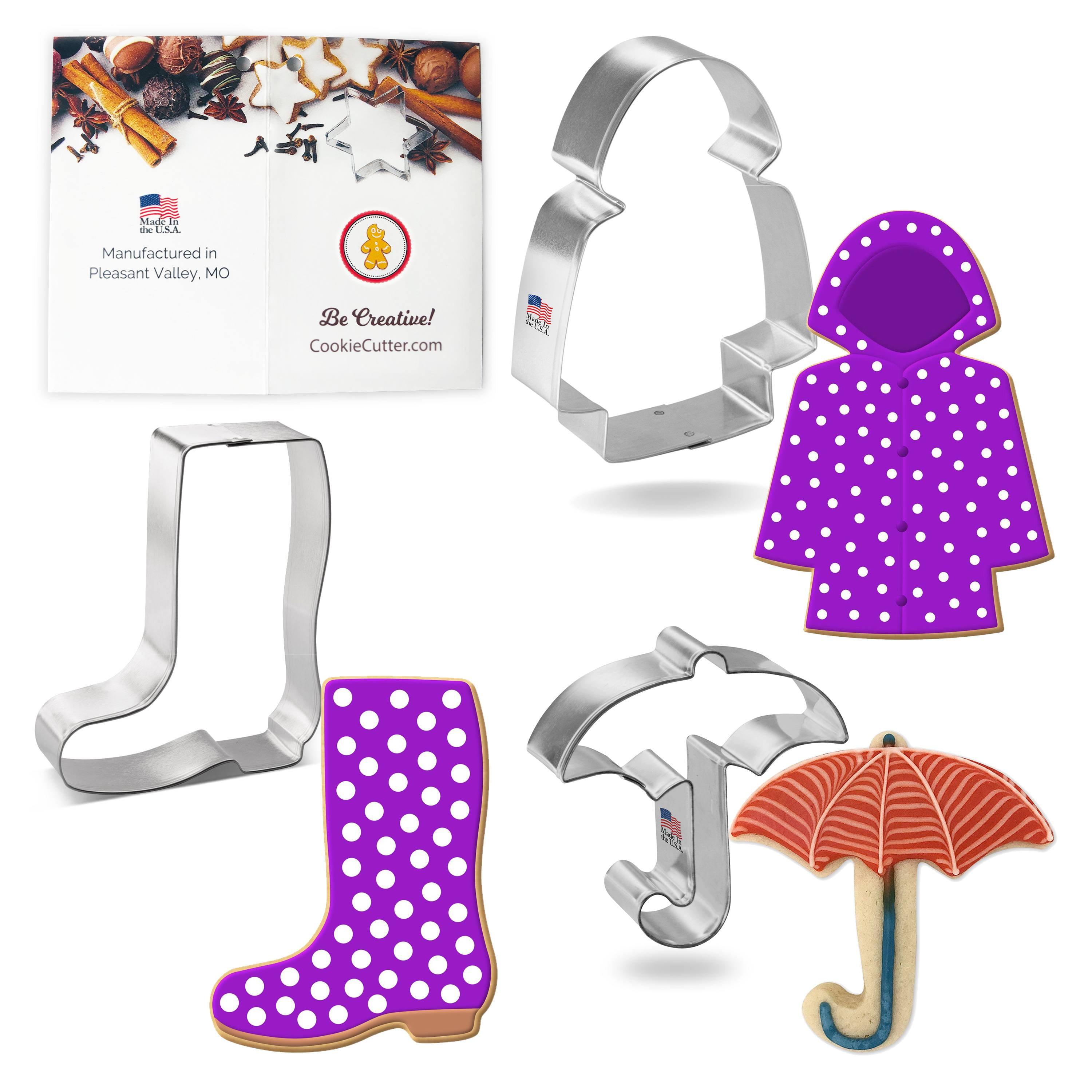 Foose Cookie Cutters Raincoat Cookie Cutter 3 Pc Set 3 - 4 in Rainboot ...