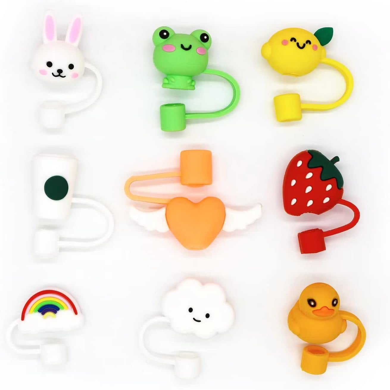 9Pcs straw cover, cute silicone straw cover, straw protector, 6-8mm ... 9Pcs straw cover, cute silicone straw cover, straw protector, 6-8mm ...
