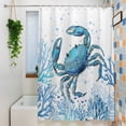 Blue Crab Shower Curtains for Bathroom, Watercolor Ocean Blue Coral ...