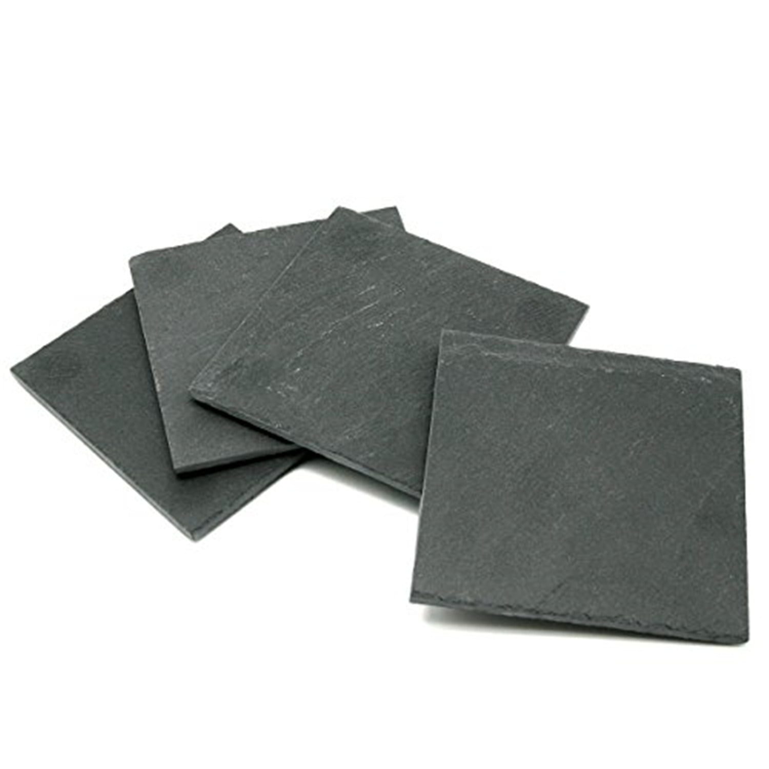 Creative Home Set of 4 Pieces Slate 4" x 4" Square Coaster Set ...