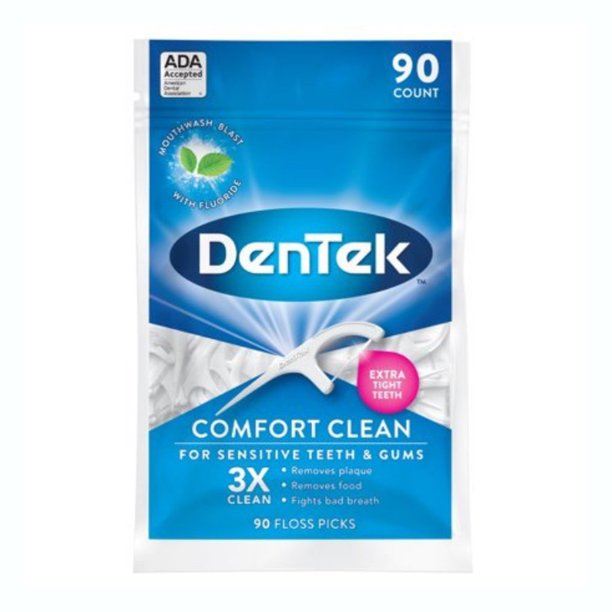 Dentek Comfort Clean Soft & Silky Floss Picks Sensitive Gums, Mouthwash ...