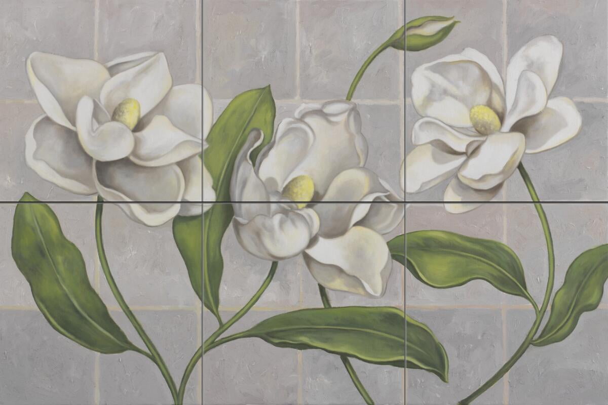 Tile Mural Kitchen Backsplash - White Magnolia-JZ - by John Zaccheo ...
