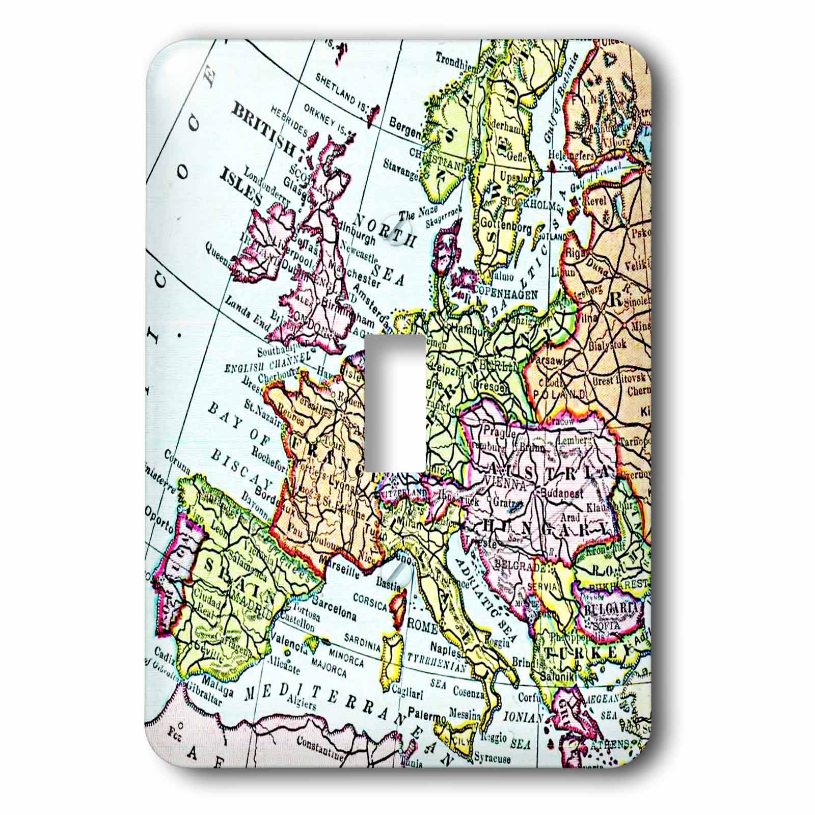 Vintage European map of Western Europe - Britain UK France Spain Italy ...