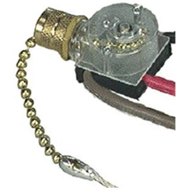 Cooper Wiring 460-BOX 3 Wire, 2-Circuit Brass Pull Chain Canopy Switch ...