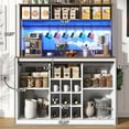 Blotout LED Coffee Bar Cabinet with Power Outlet, 58" Tall Farmhouse ...