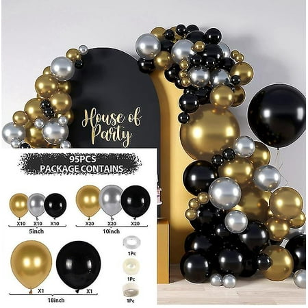 Black Gold Balloon Garland Arch Kit Confetti Latex Balloon 30th 40th ...
