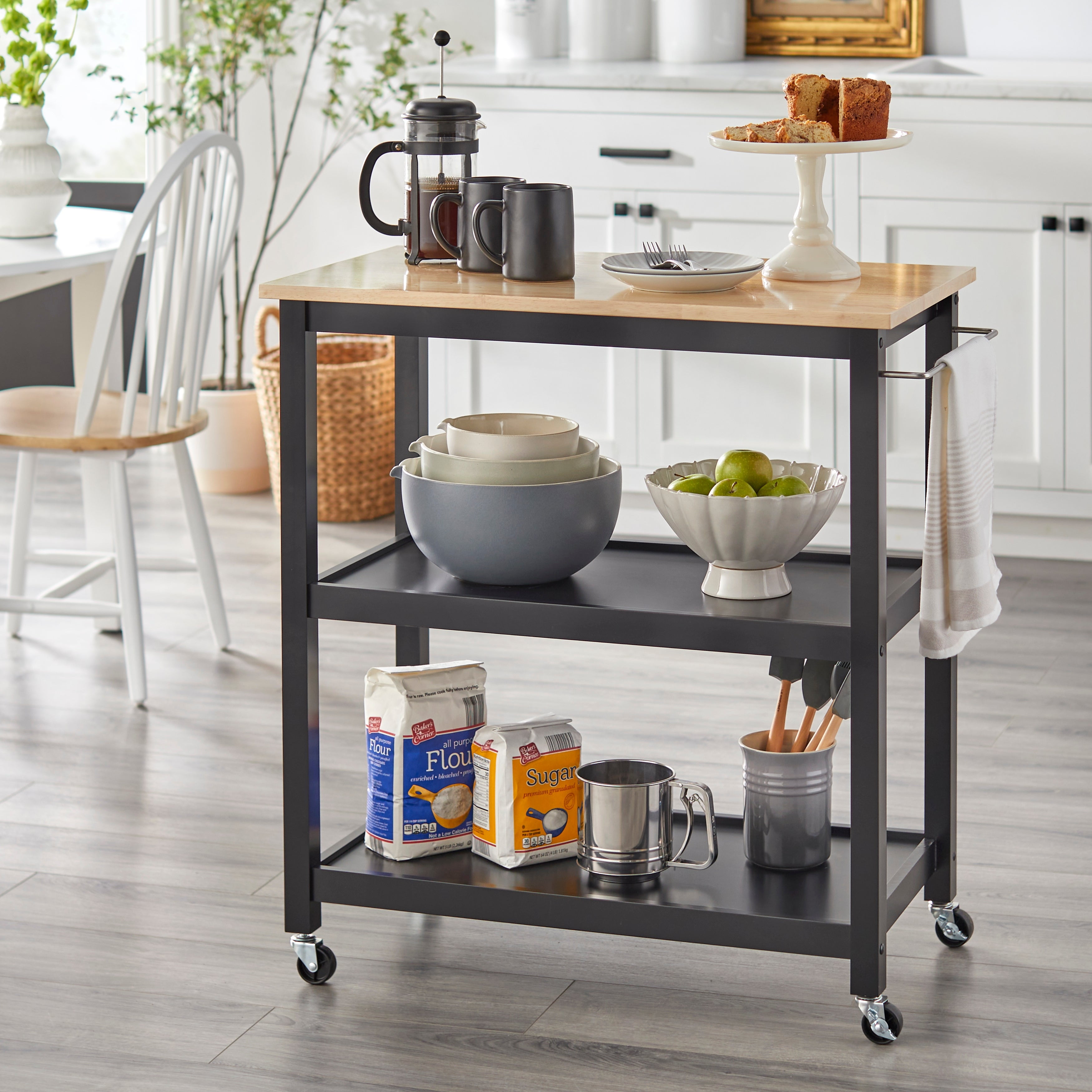 Simple Living Janelle Rolling Kitchen Cart Black - Walmart.com
