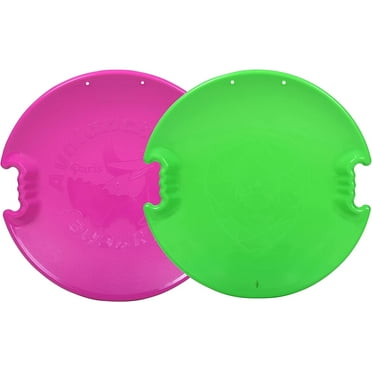 Superio 26" Round Snow Saucer Sled, 2 Pack Red/Fuchsia, Lightweight ...