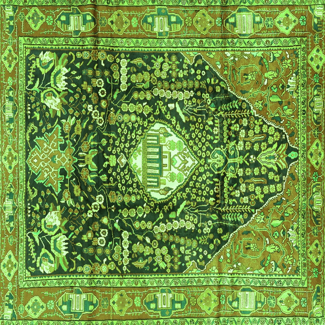 Ahgly Company Indoor Square Animal Green Traditional Area Rugs, 6 ...