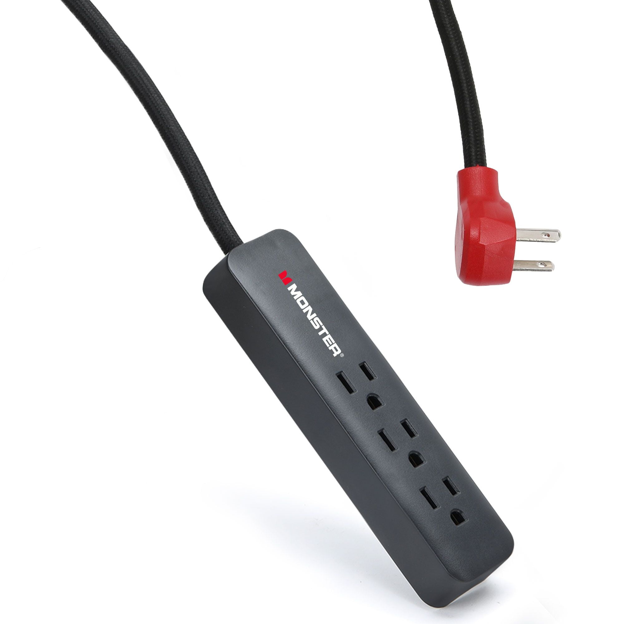 Monster 300J Surge Protector 3 Grounded Outlets with a 6’ Nylon Braided ...