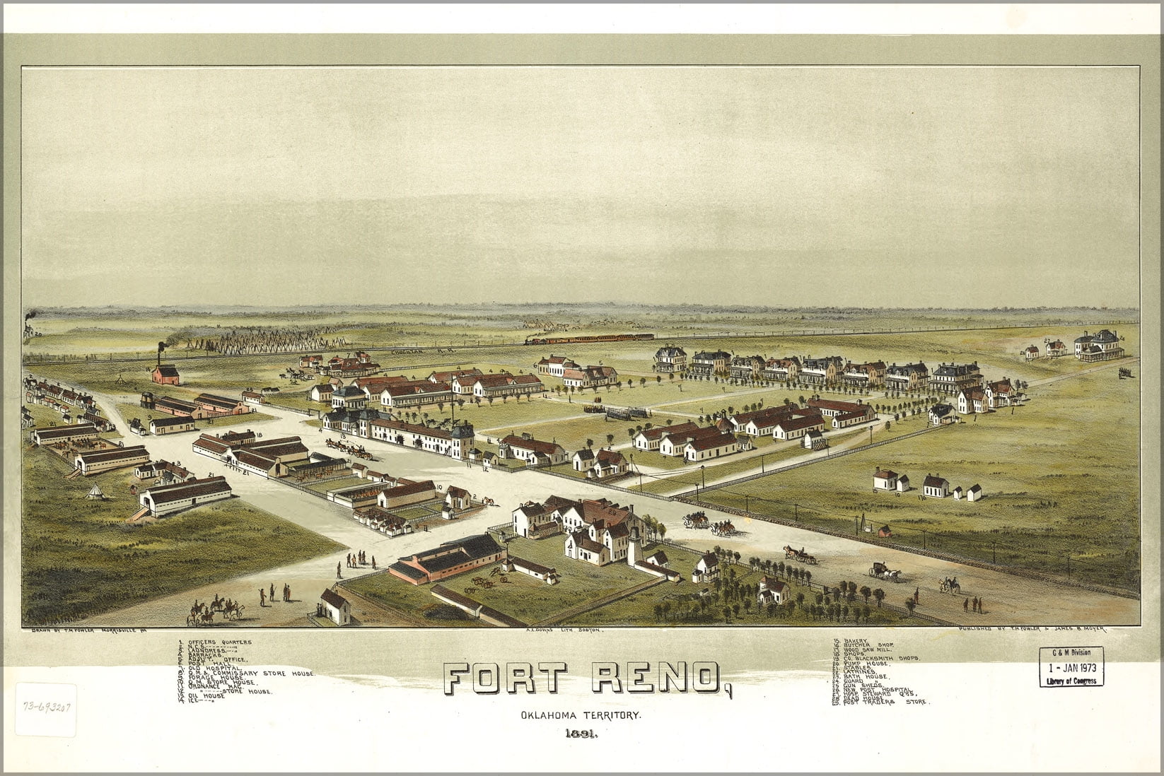 24"x36" Gallery Poster, map of Fort Reno, Oklahoma Territory 1891 ...