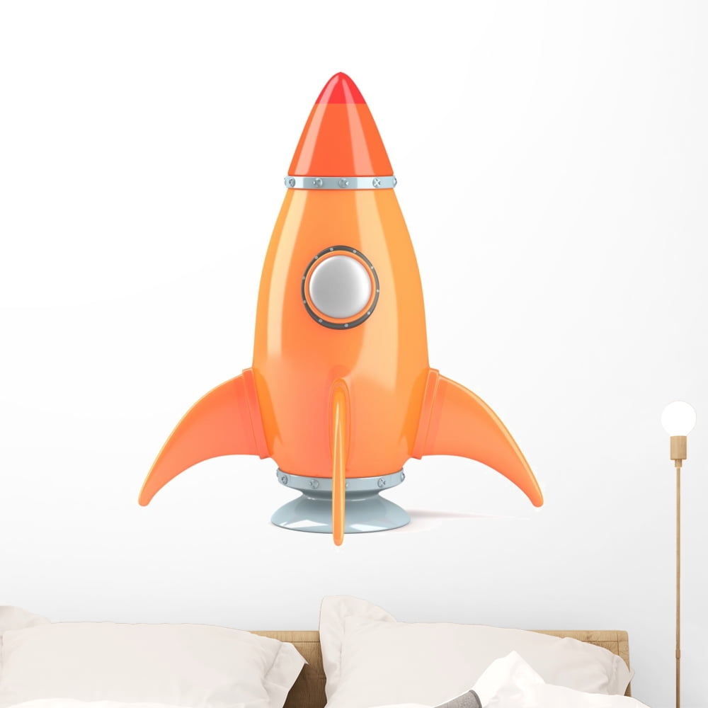Cartoon-styled Rocket Wall Decal Mural by Wallmonkeys Vinyl Peel ...