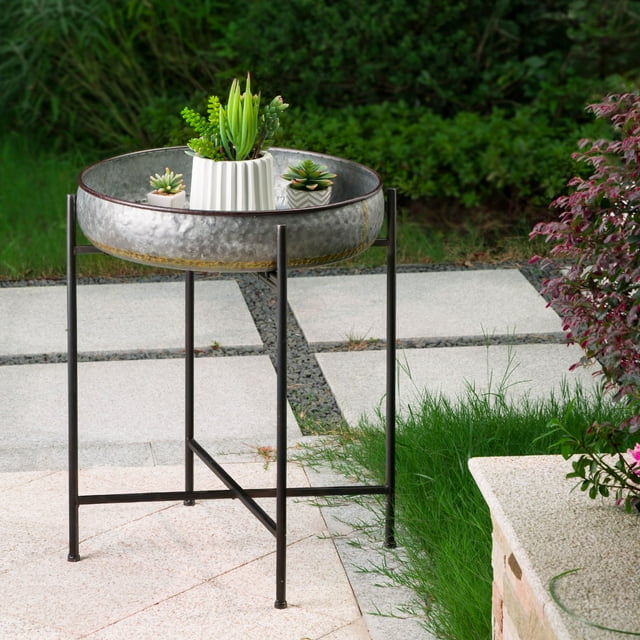Glitzhome 25.79"H Farmhouse Galvanized Serving Table - Walmart.com
