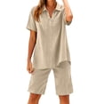 akafmk Shorts Sets for Women 2 Piece Summer Short Sleeve Collared Shirt ...