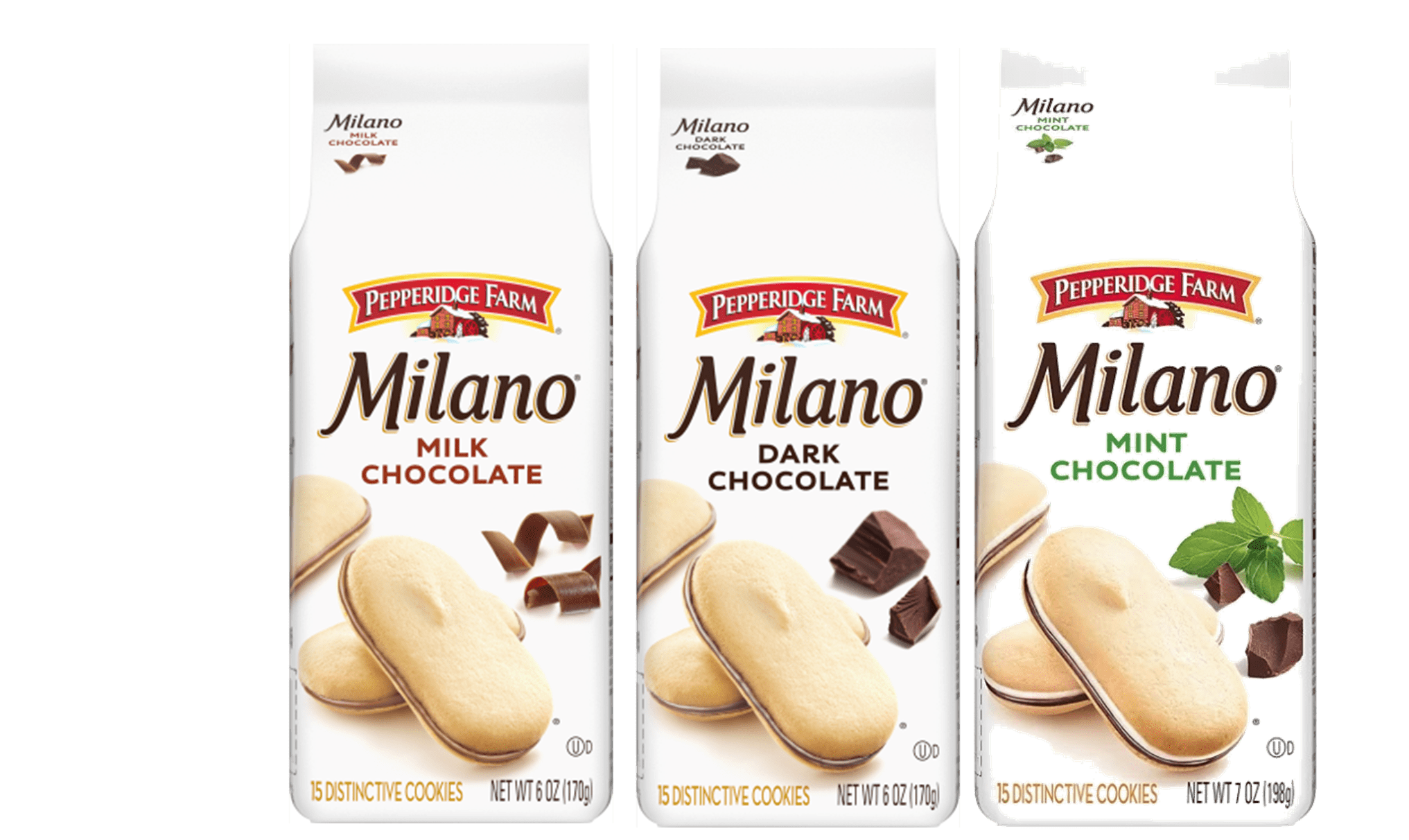 Pepperidge Farm Chocolate Milano Cookies, Milk, Dark & Mint Variety 3 ...