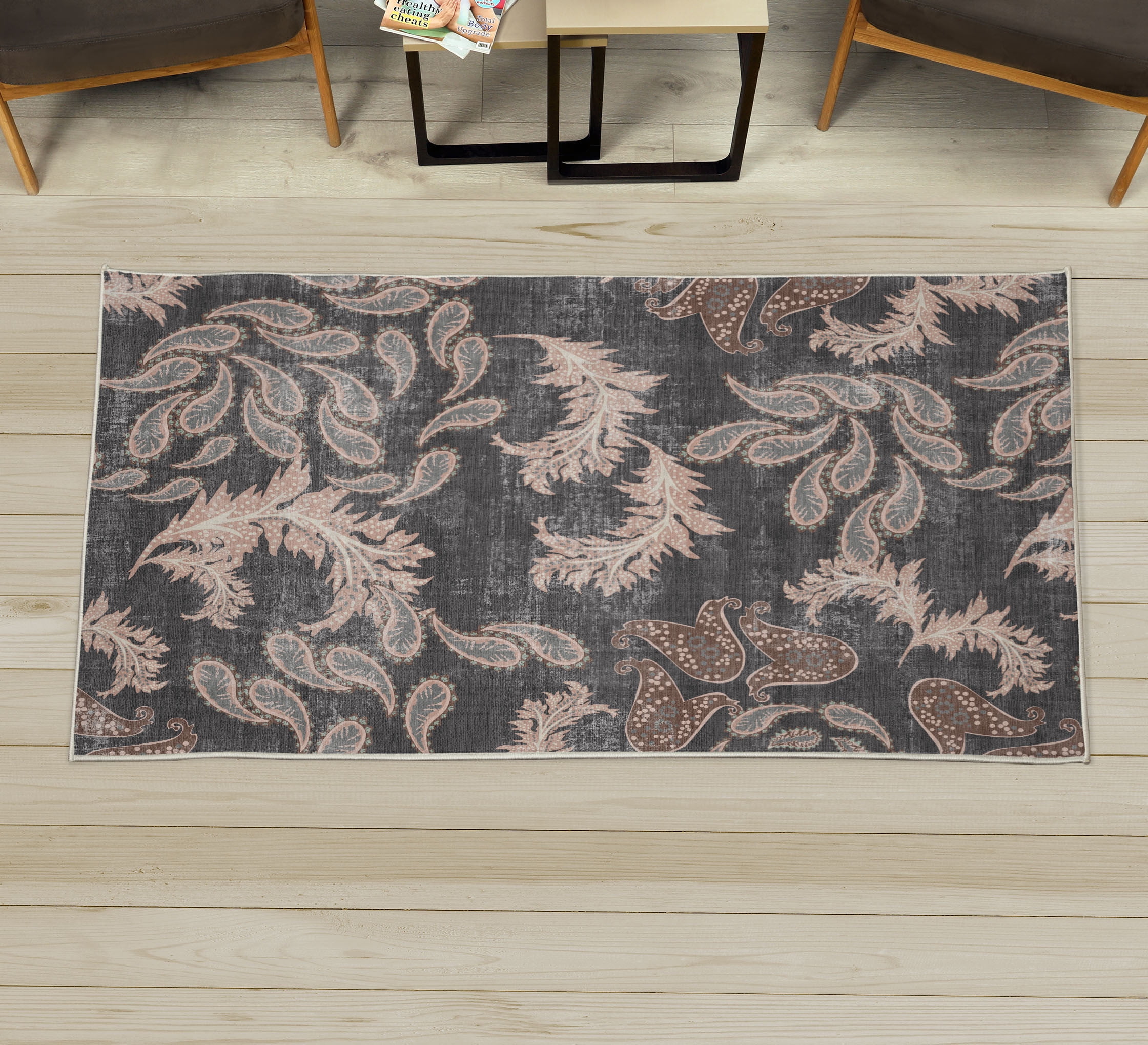 Paisley Decorative Rug, Traditional Floral Like Pattern Curvy Design ...