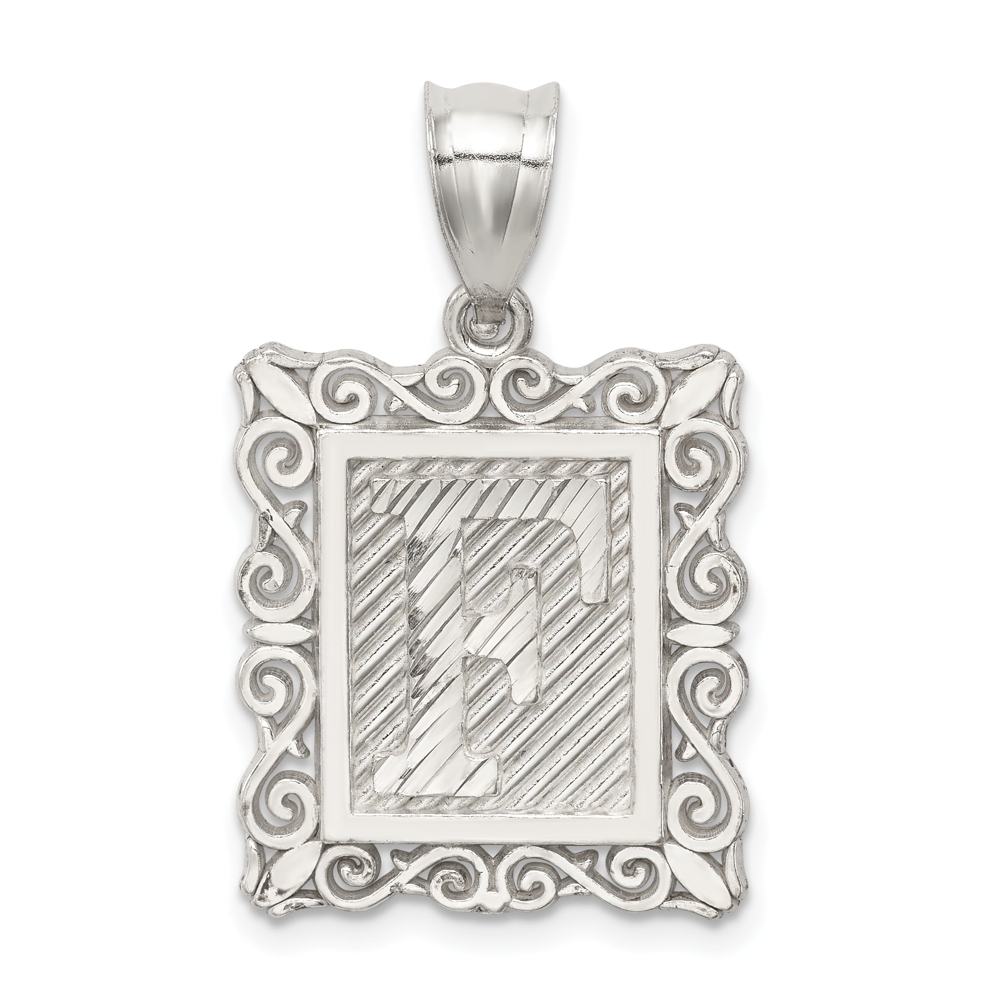 925 Sterling Silver Initial F Charm Pendant - Walmart.com