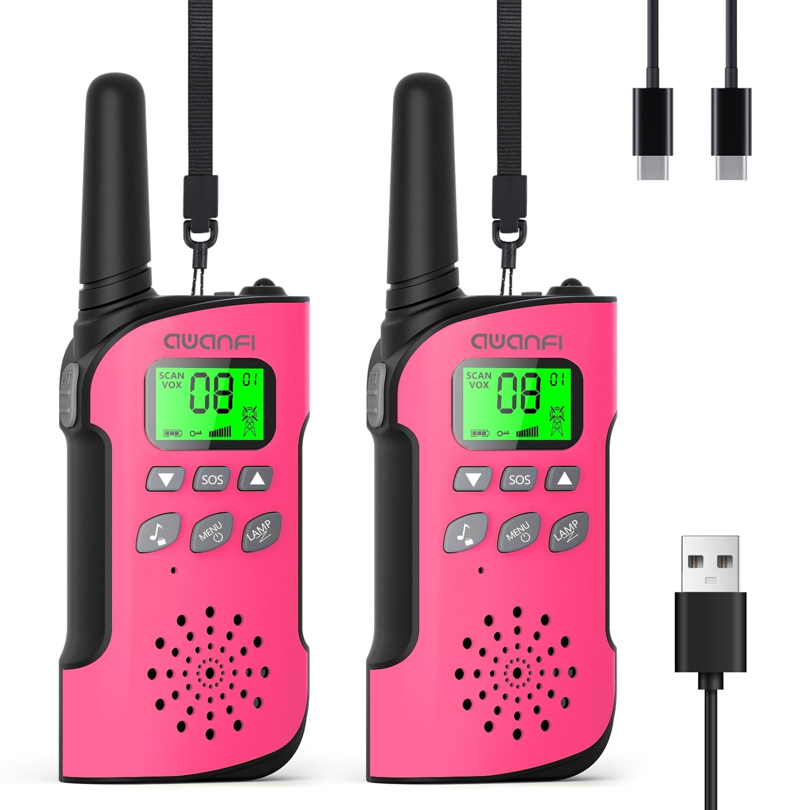 AWANFI Walkie Talkies for Kids Rechargeable, Long Range Walkie Talkie ...