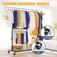 Clothes Rack Heavy Duty, Rolling Clothes Rack with Wheels, Garment Rack ...