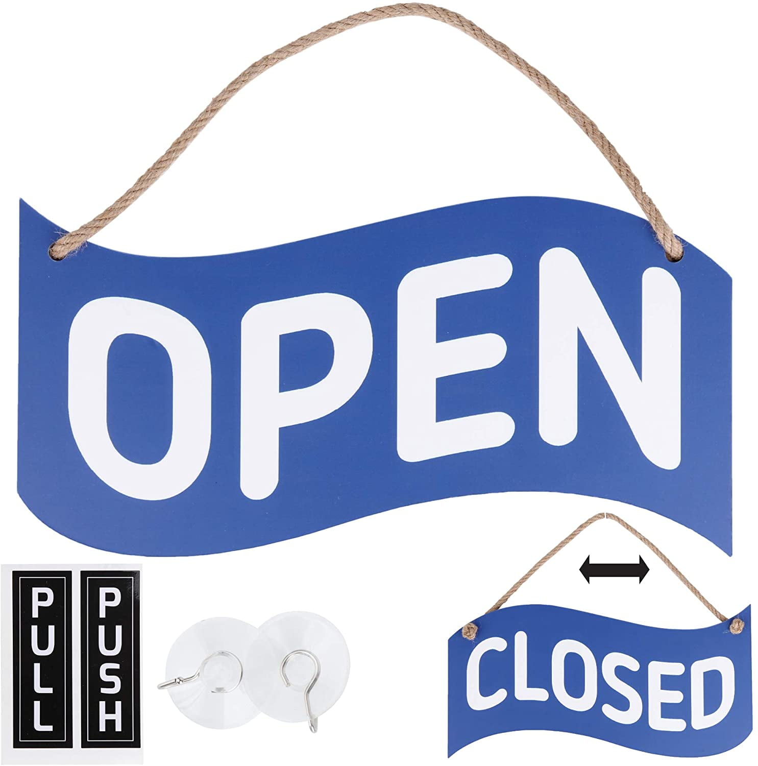 BLUE OPEN/CLOSE sign 5mm,blue color 2 suction cups 40mm Push Pull Door ...