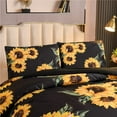 NTBED Full-Size Black Sunflower Comforter Set, Yellow Floral 3-Piece ...