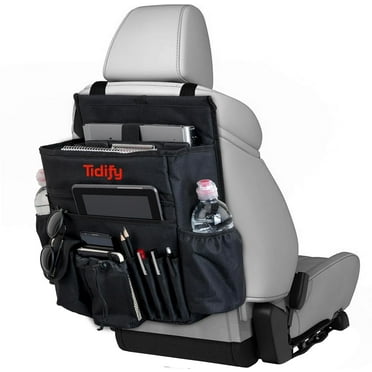 Tidify Velcro Sleeve Front Seat Car Organizer with Stabilizing Side Straps, Black, Fits Laptops ...