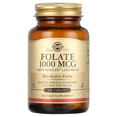 Solgar Vitamin Folate 400 mcg Supplement as Metafolin Tablets, 100 Ct ...