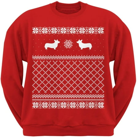 Corgi Red Adult Ugly Christmas Sweater Crew Neck Sweatshirt | Walmart ...