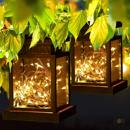Pack of 2 Solar Lanterns for Outdoors, 30LED Mini Solar Lantern Hanging ...