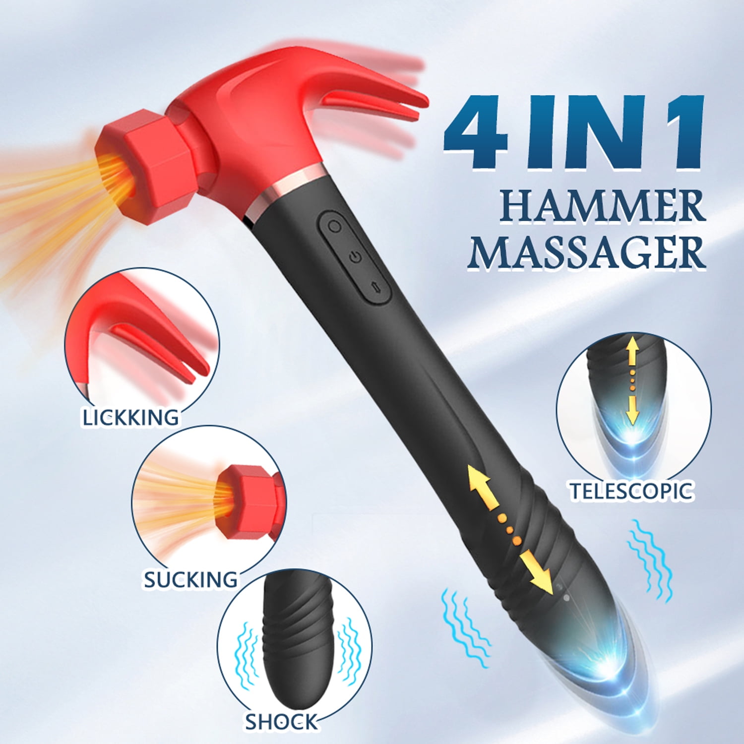 Bcibhucy 4in1 Silicone Hammer Vibrator Dildo Telescopic Massage Sex Toy For Women